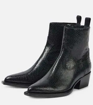 GOLDEN GOOSE Debbie Snake-effect Ankle Boots - Black