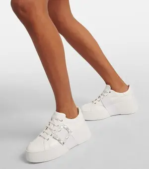 ROGER VIVIER Viv' Skate Leather Sneakers - White
