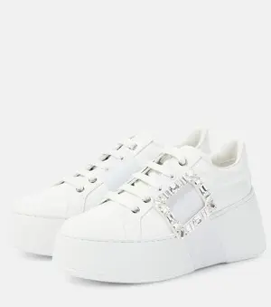 ROGER VIVIER Viv' Skate Leather Sneakers - White