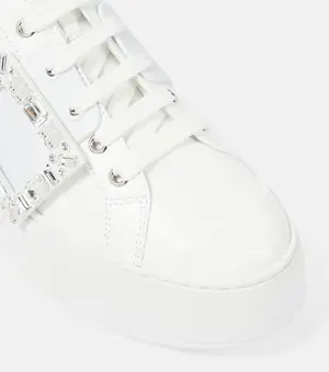 ROGER VIVIER Viv' Skate Leather Sneakers - White