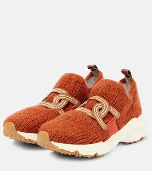 TOD'S Kate Leather-trimmed Slip-on Sneakers - Beige