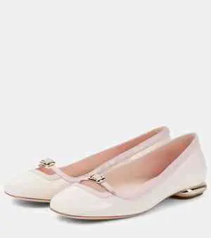ROGER VIVIER Choc B Mini Leather Ballet Flats