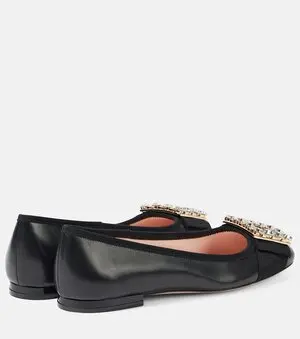 ROGER VIVIER Tres Vivier Embellished Ballet Flats - Black