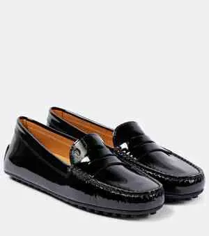TOD'S City Gommino Patent Leather Moccasins - Black