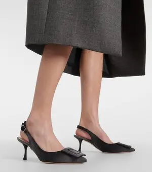 ROGER VIVIER Fringed Denim Slingback Pumps