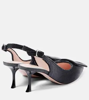 ROGER VIVIER Fringed Denim Slingback Pumps