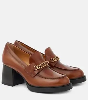 TOD'S Patent Leather Loafer Pumps - Brown