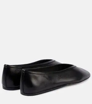 Le Monde Beryl Leather Ballet Flats - Black
