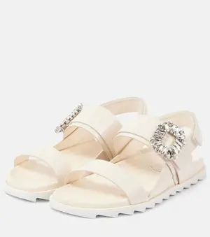 ROGER VIVIER Slidy Viv' Leather Sandals - White