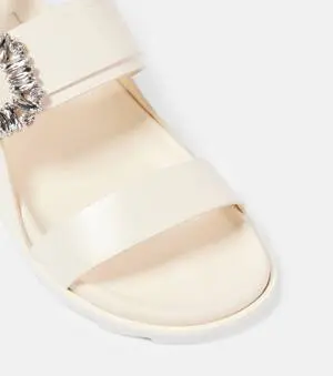 ROGER VIVIER Slidy Viv' Leather Sandals - White