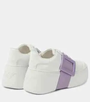 ROGER VIVIER Viv' Skate Leather Platform Sneakers - White