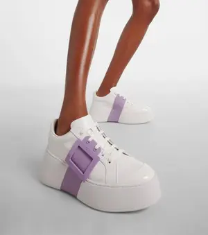 ROGER VIVIER Viv' Skate Leather Platform Sneakers - White