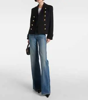 NILI LOTAN Ornella Cropped Wool Pea Coat