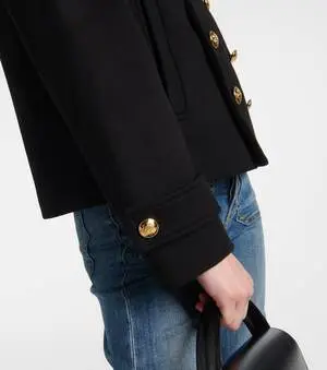 NILI LOTAN Ornella Cropped Wool Pea Coat