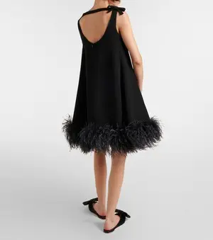 Valentino Garavani Feather-trimmed Mini Dress