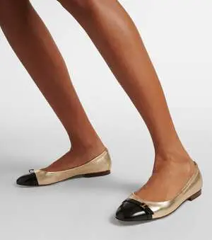 TOD'S Metallic Leather Ballet Flats