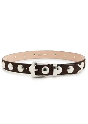 Khaite Benny Studded Suede Belt - Dark Brown