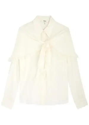 Chloé Cape-effect Silk Crepe De Chine Blouse
