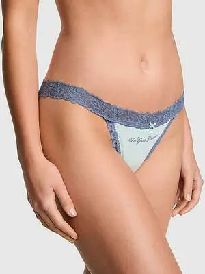 Pink Cotton String Bikini Panty - Blue