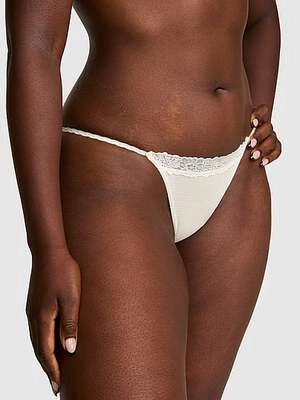 Pink Cotton String Bikini Panty - Grey