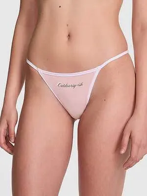 Pink Cotton String Bikini Panty - Pink