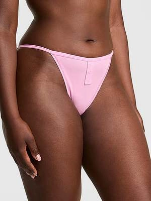 Pink Cotton Lace-trim Bikini Panty - Pink