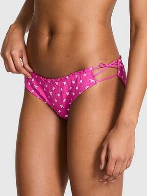 Pink Cotton String Bikini Panty - Print