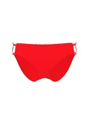 Pink Cotton Lace-trim String Bikini Panty - Red