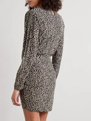 MARANT ETOILE Dulce Printed Crepe De Chine Mini Dress - Neutrals