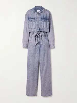 MARANT ETOILE Paige Belted Lyocell-chambray Jumpsuit - Blue
