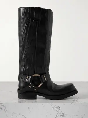 Acne Studios Embellished Crinkled-leather Knee Boots