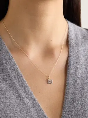 STONE AND STRAND Varsity Initial Diamond Necklace