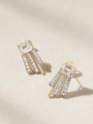 GEMELLA JEWELS Celestial 18-karat Gold Topaz And Diamond Earrings