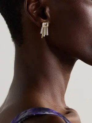 GEMELLA JEWELS Celestial 18-karat Gold Topaz And Diamond Earrings