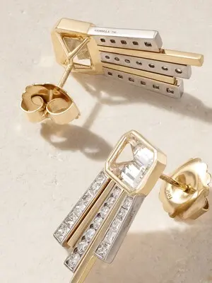 GEMELLA JEWELS Celestial 18-karat Gold Topaz And Diamond Earrings