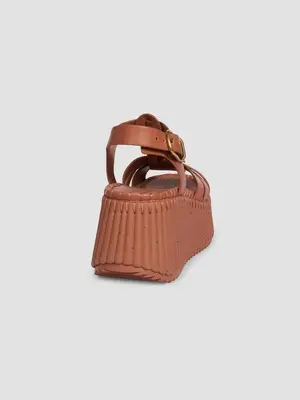 Chloé Nama Leather Platform Sandals - Ginger Brown