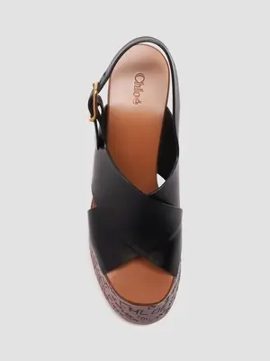 Chloé Maxime 140mm Leather Wedge Sandals - Black
