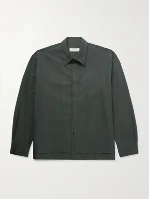 LE17SEPTEMBRE Layered Nylon And Cotton-blend Twill Shirt - Gray