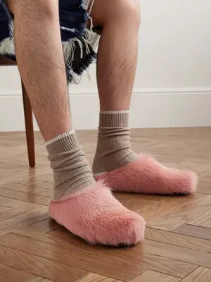 Marni Fussbett Calf Hair Slippers - Pink