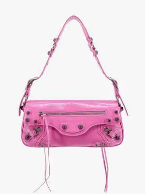 Balenciaga Leather Shoulder Bag With Metal Details - Pink