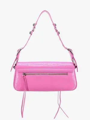 Balenciaga Leather Shoulder Bag With Metal Details - Pink