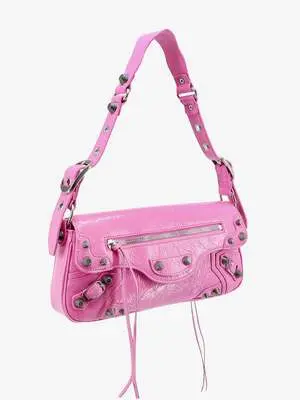 Balenciaga Leather Shoulder Bag With Metal Details - Pink