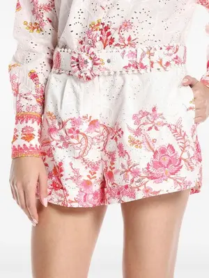 Hemant & Nandita Broderie Anglaise Floral Shorts