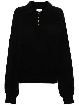 Khaite Rene Cashmere Blend Polo Jumper - Black