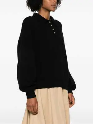 Khaite Rene Cashmere Blend Polo Jumper - Black