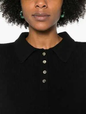 Khaite Rene Cashmere Blend Polo Jumper - Black