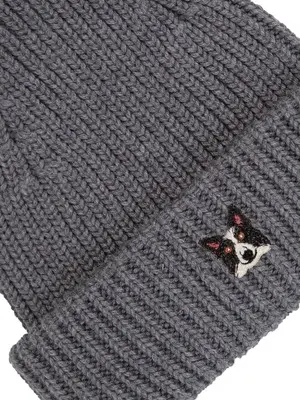 PELO FOUNDATION Dog-appliqué Beanie - Grey