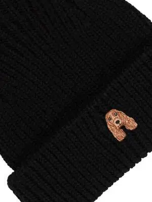PELO FOUNDATION Dog-appliqué Beanie - Black