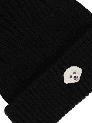 PELO FOUNDATION Dog-appliqué Beanie - Black