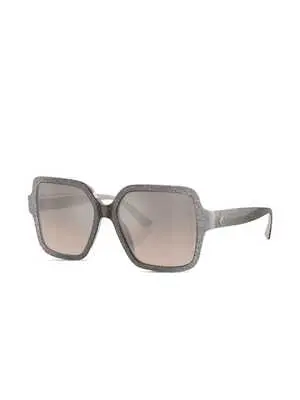 JIMMY CHOO Glitter-embellished Square Frame Sunglasses - Brown
